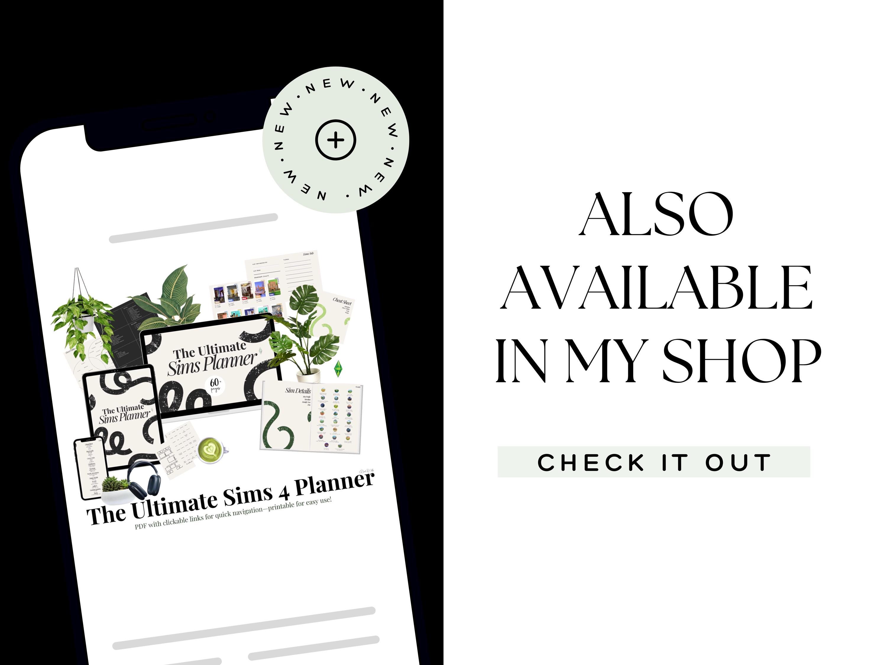 Sims 4 Planner Daily Play Log Digital Planner for Achievements Goals ...