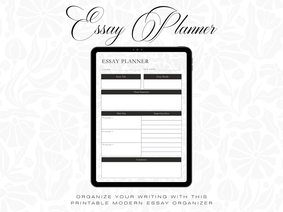 Essay Planner Printable PDF White Modern Style Digital Download for ...