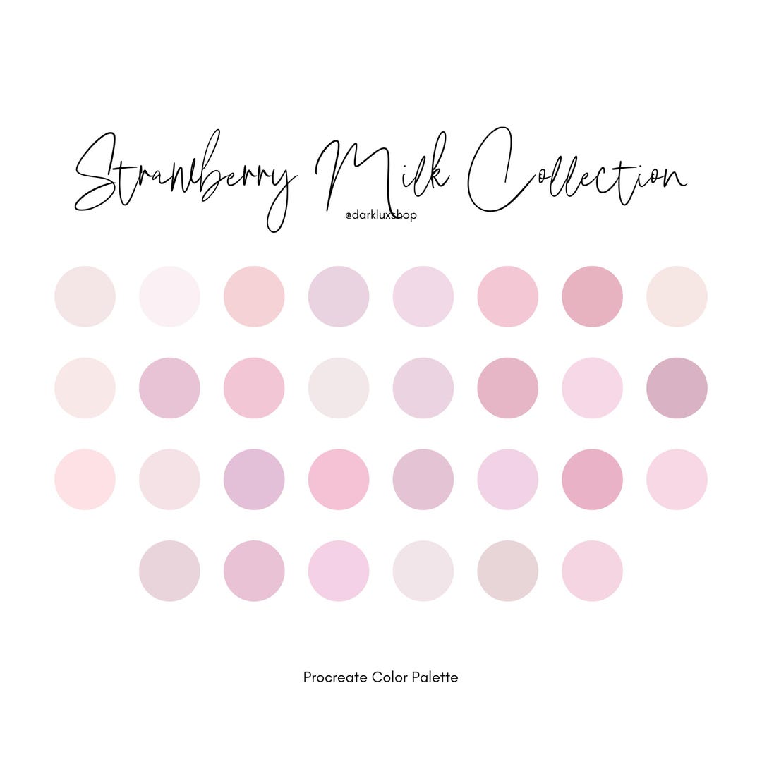 Strawberry Milk Procreate Color Palette 30 Aesthetic Shades for Digital ...