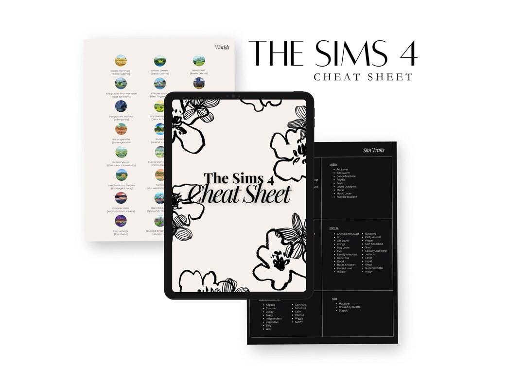 The Sims 4 Game Cheat Sheet PDF and Printable Reference for Traits ...