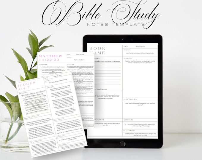Bible Study Template Printable Study Notes Digital Download ...