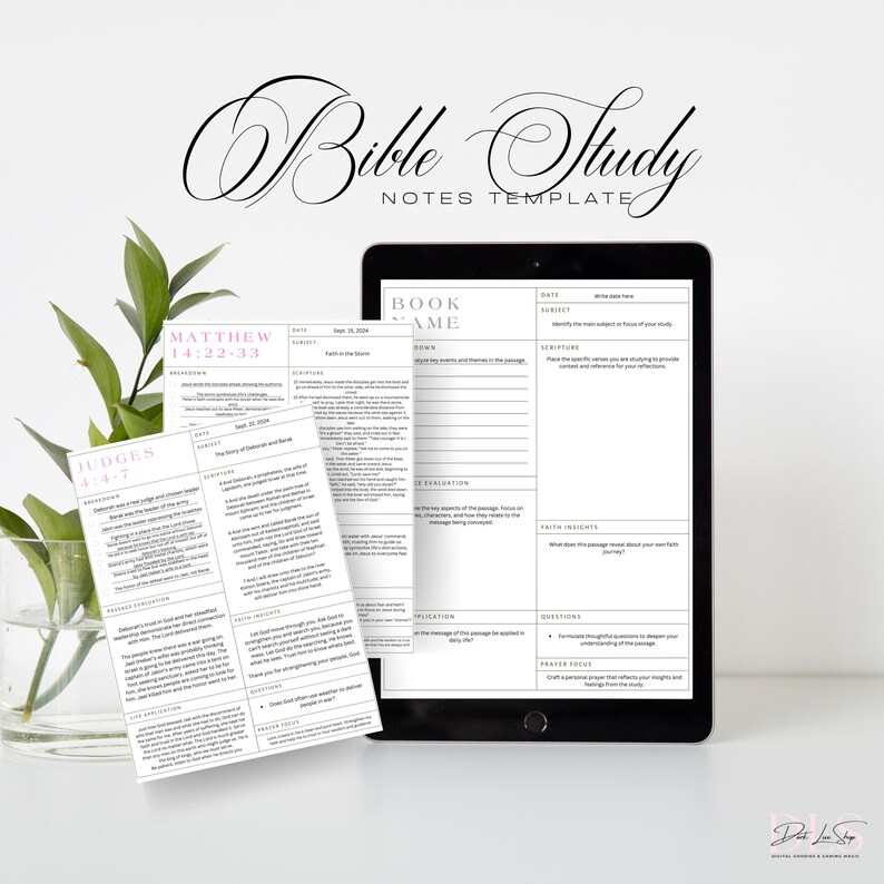 Bible Study Template Printable Study Notes Digital Download ...