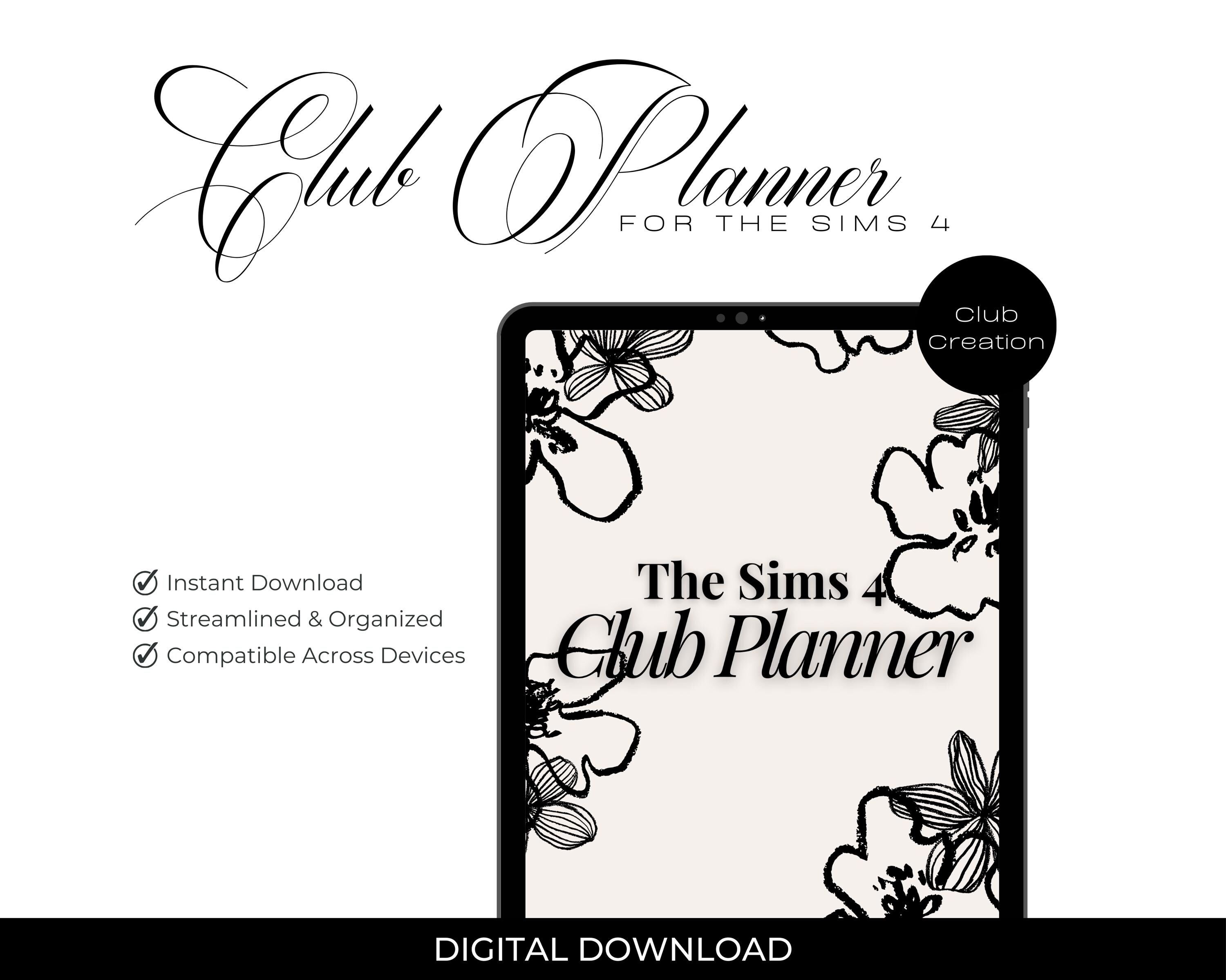 Sims 4 Club Planner Sims Clubs Tracker Digital Journal Organizer Cheat ...