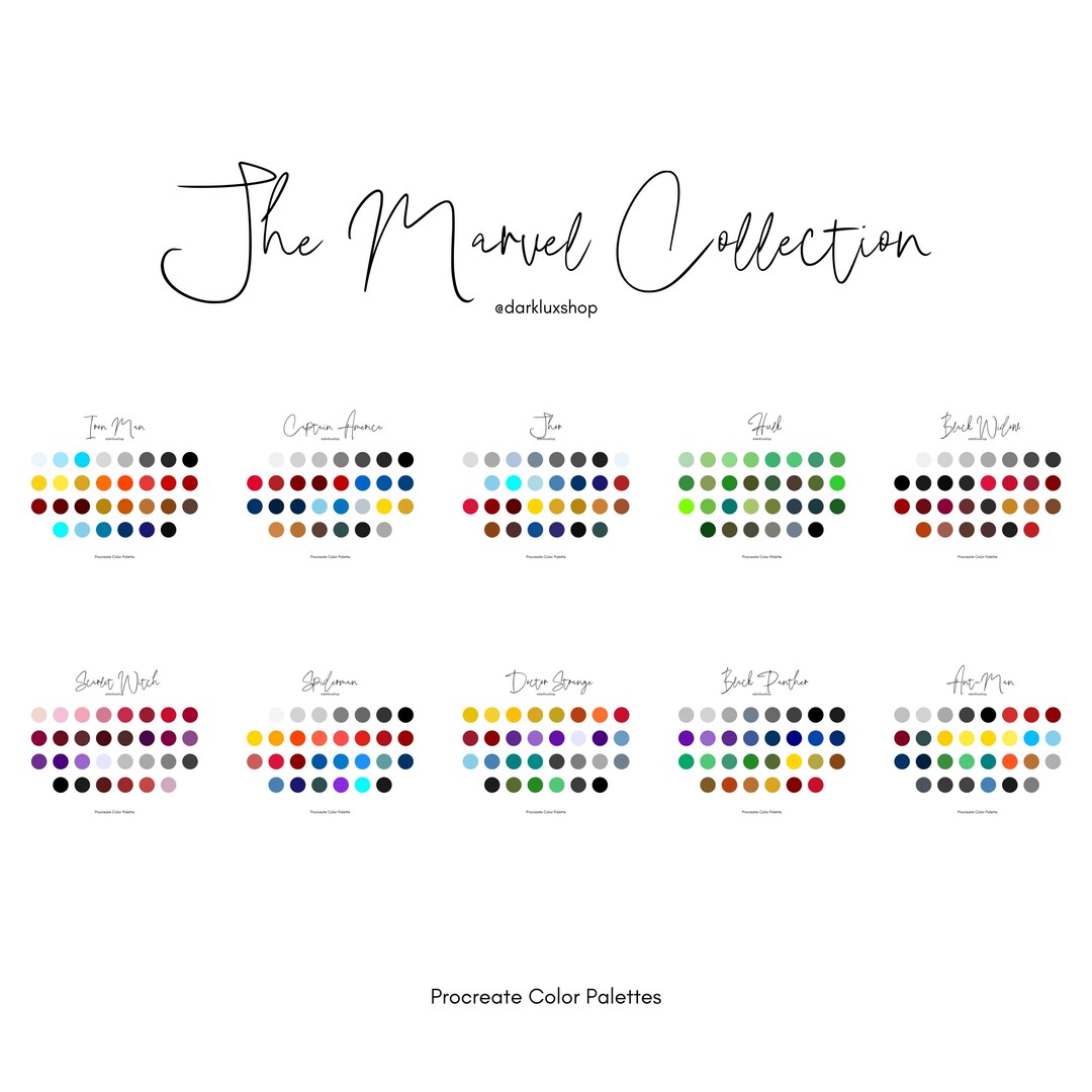 Procreate Color Palette Pack 300 Marvel-inspired Colors 10 Superhero ...