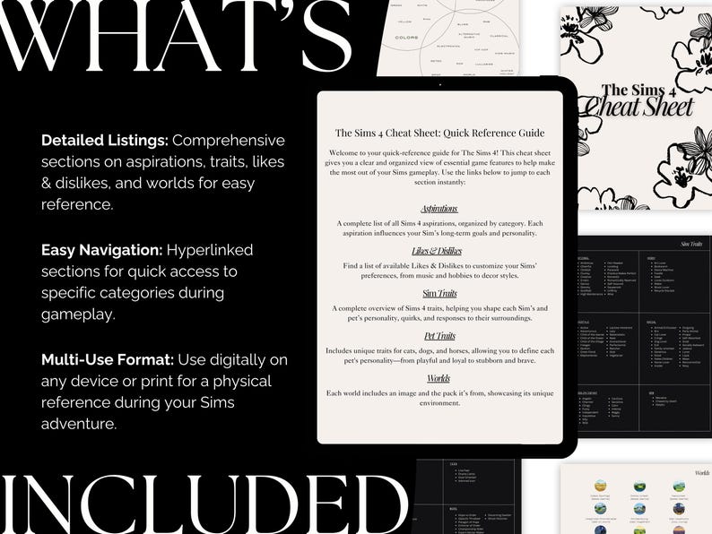 The Sims 4 Cheat Sheet: Traits, Aspirations, Worlds List (PDF Download ...