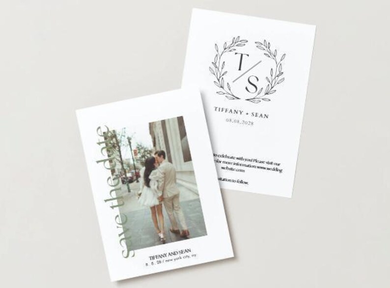 Customizable Front & Back Save the Date With Photo | Editable Printable ...