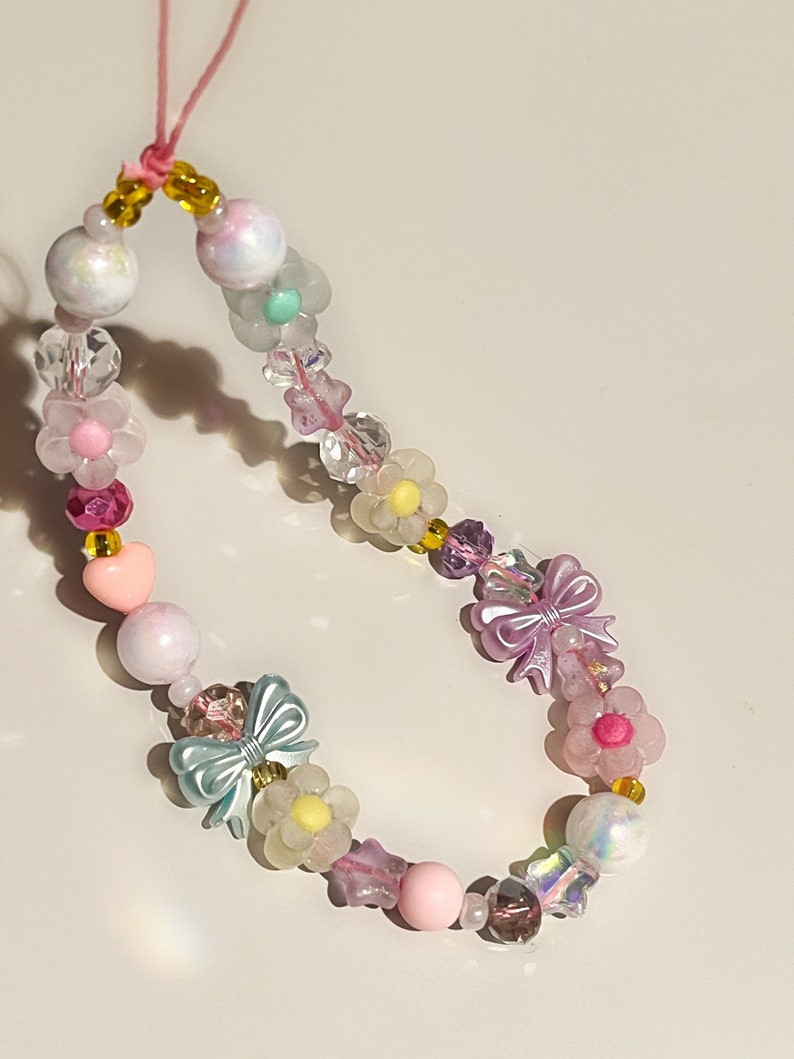 Pastel Color Phone Charm,clear Stone Pearl Beaded Phone Strap,phone ...