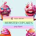 Monster Cupcakes Clipart | Cool Clipart | Funny Cupcakes | Bakery ...