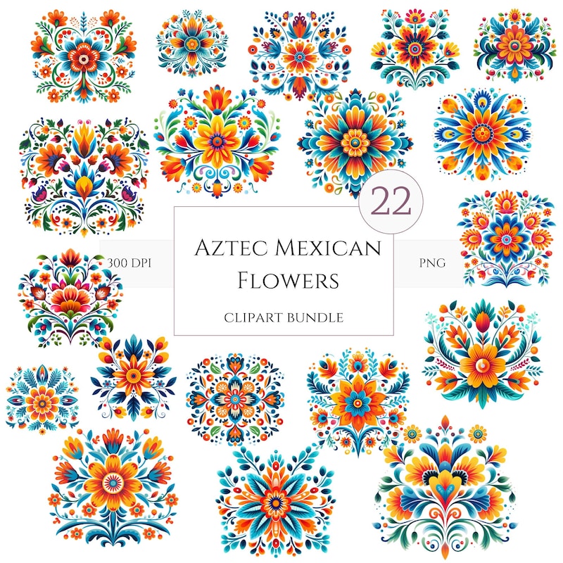 Mexican Flowers Clipart - Etsy