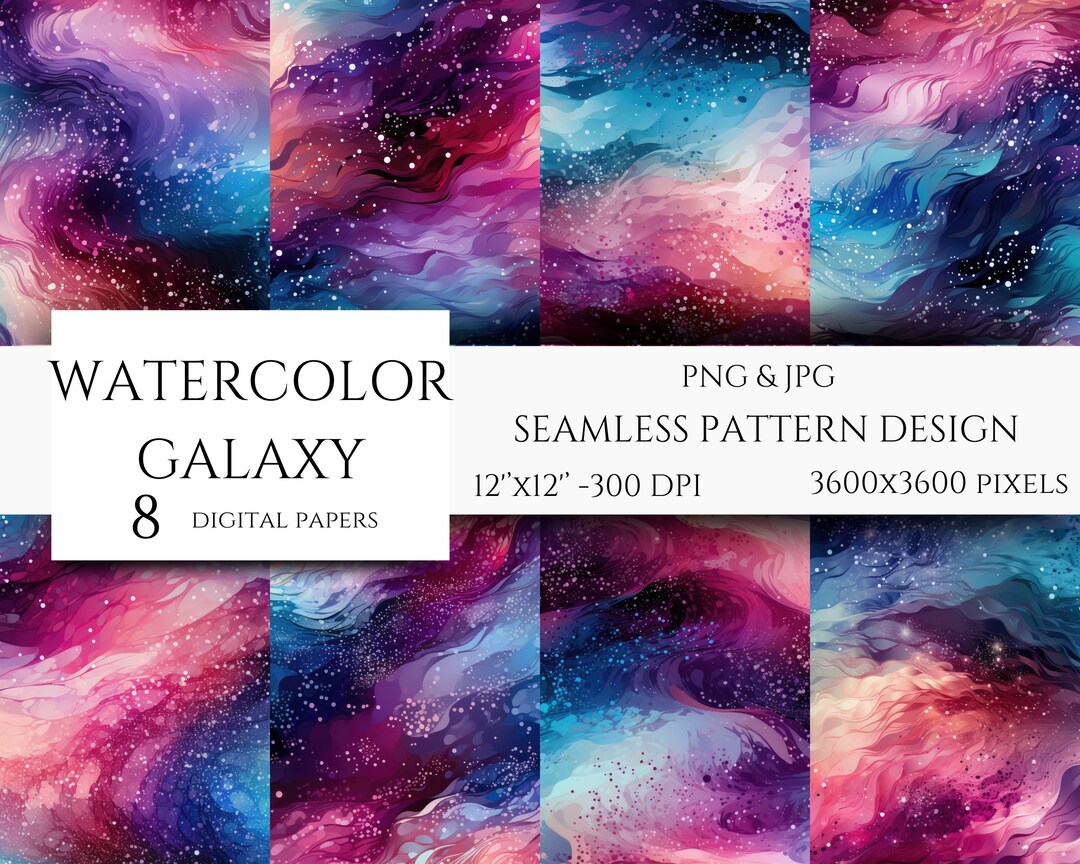 Galaxy Watercolor Digital Paper | Galactic Nebula Digital Paper Pack ...