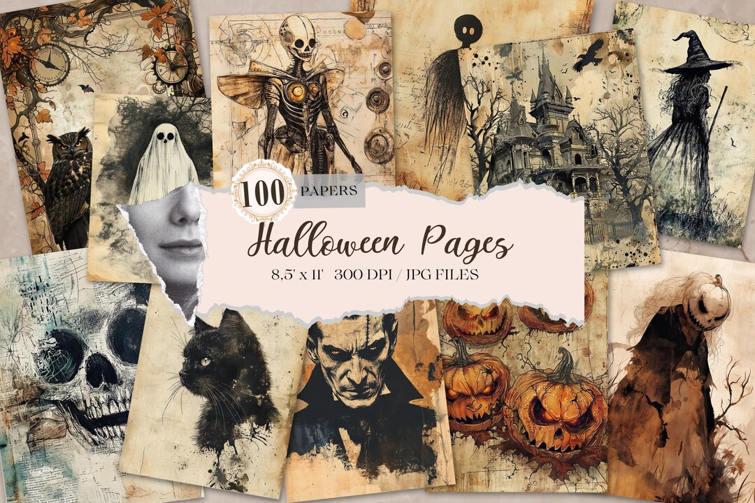Halloween Junk Journal Pages, Gothic Printable, Grimoire Background ...