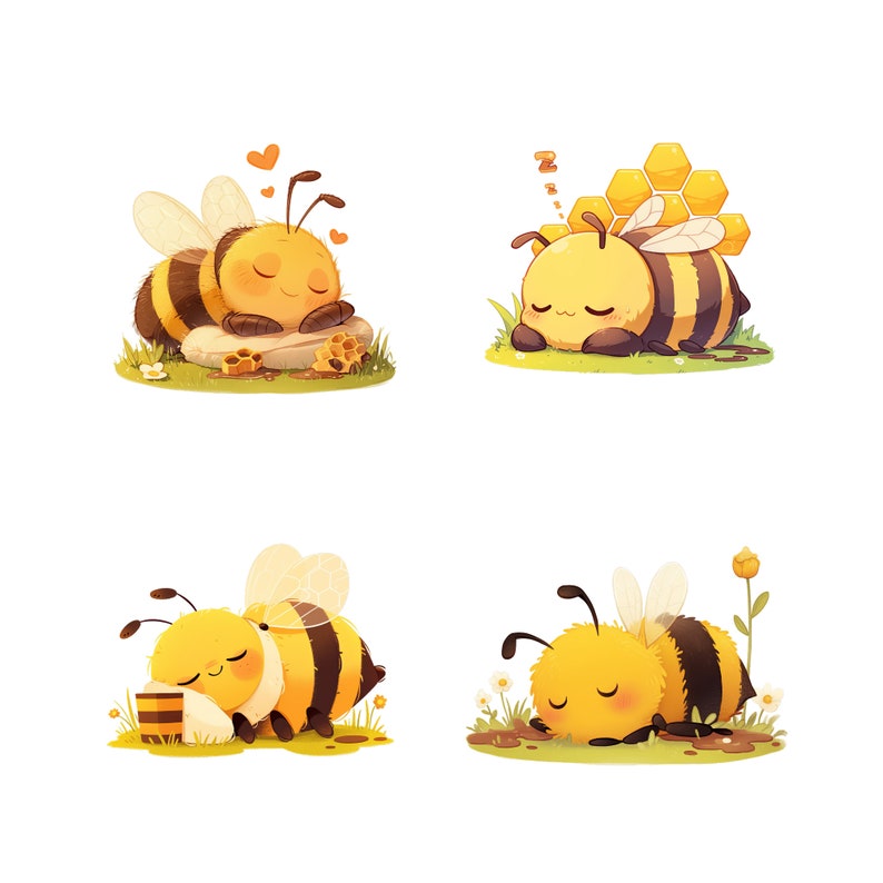 25 Watercolor Bee Clipart, Commercial Use, Sleeping Bee, Transparent ...