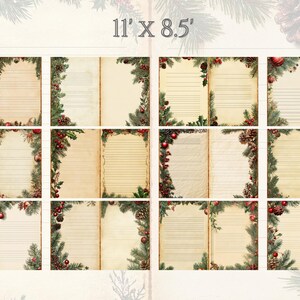 Christmas Lined Journal Pages, Junk Journal Basic Papers, Christmas ...