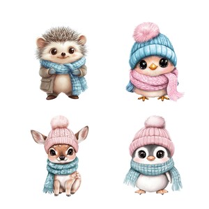 Winter Woodland Clipart Bundle, Forest Animals, Birthday Invitation ...