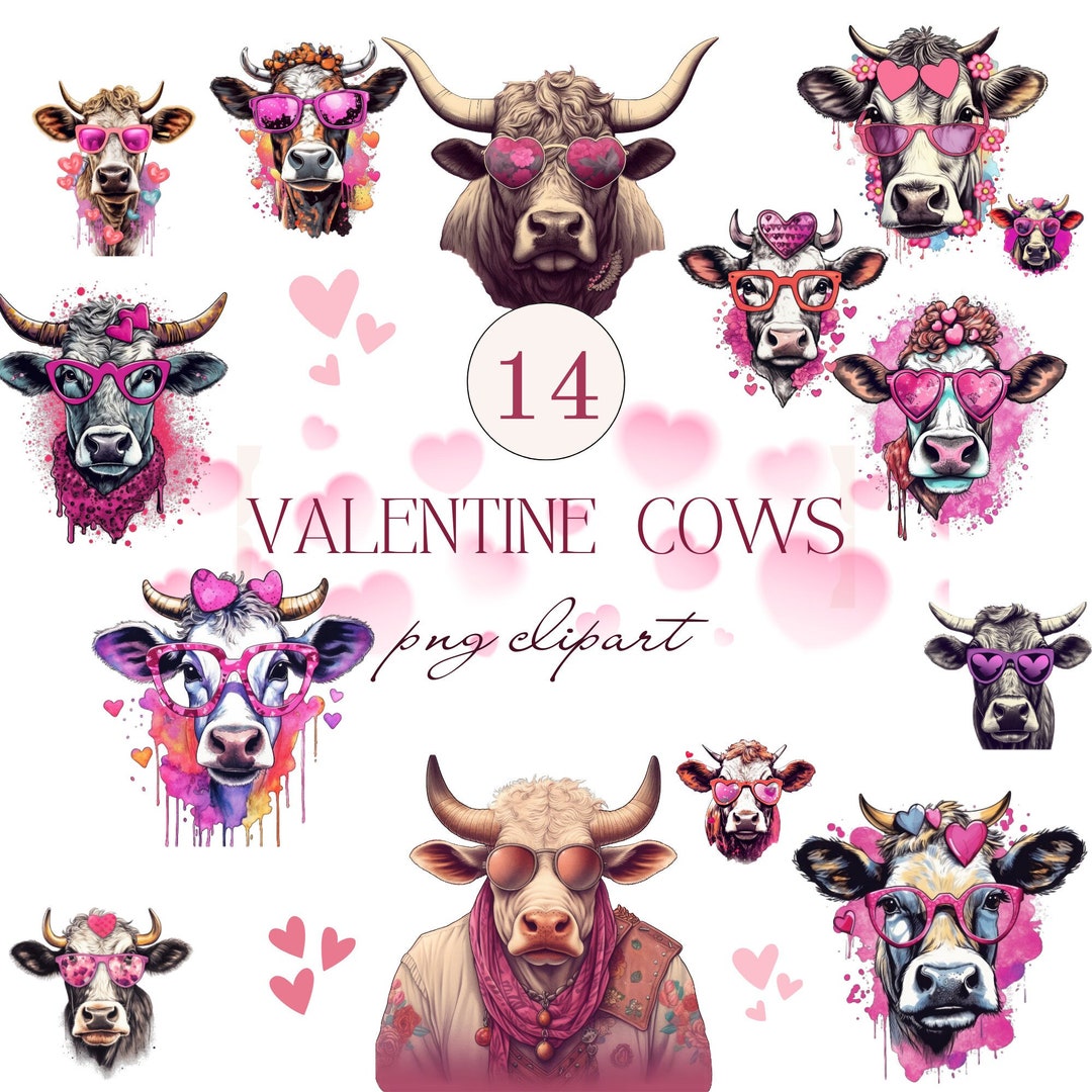 Cool Cows PNG Bundle, Funny Cow Clip Art, Cow Sublimation Designs ...