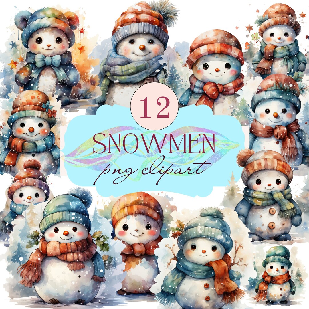 Christmas Snowmen Clipart Images for Commercial Use and Digital, Card ...