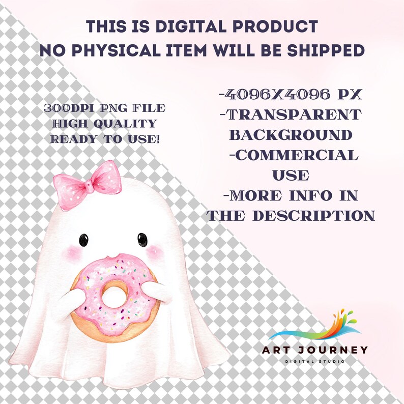 Whimsical Pastel Ghost Clipart, Cute Halloween Pink Pngs, Girly ...