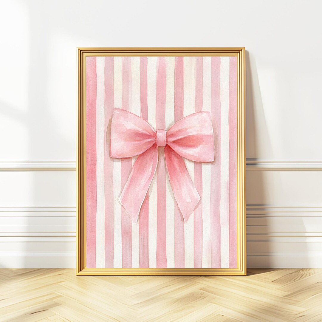 Pink Bow Print, Coquette Aesthetic Print, Pink Nursery Girly Wall Art ...