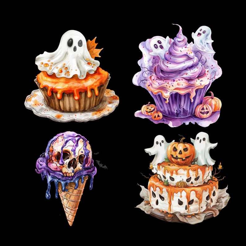 30 Watercolor Halloween Sweets Clipart, Halloween PNG, Halloween Party ...