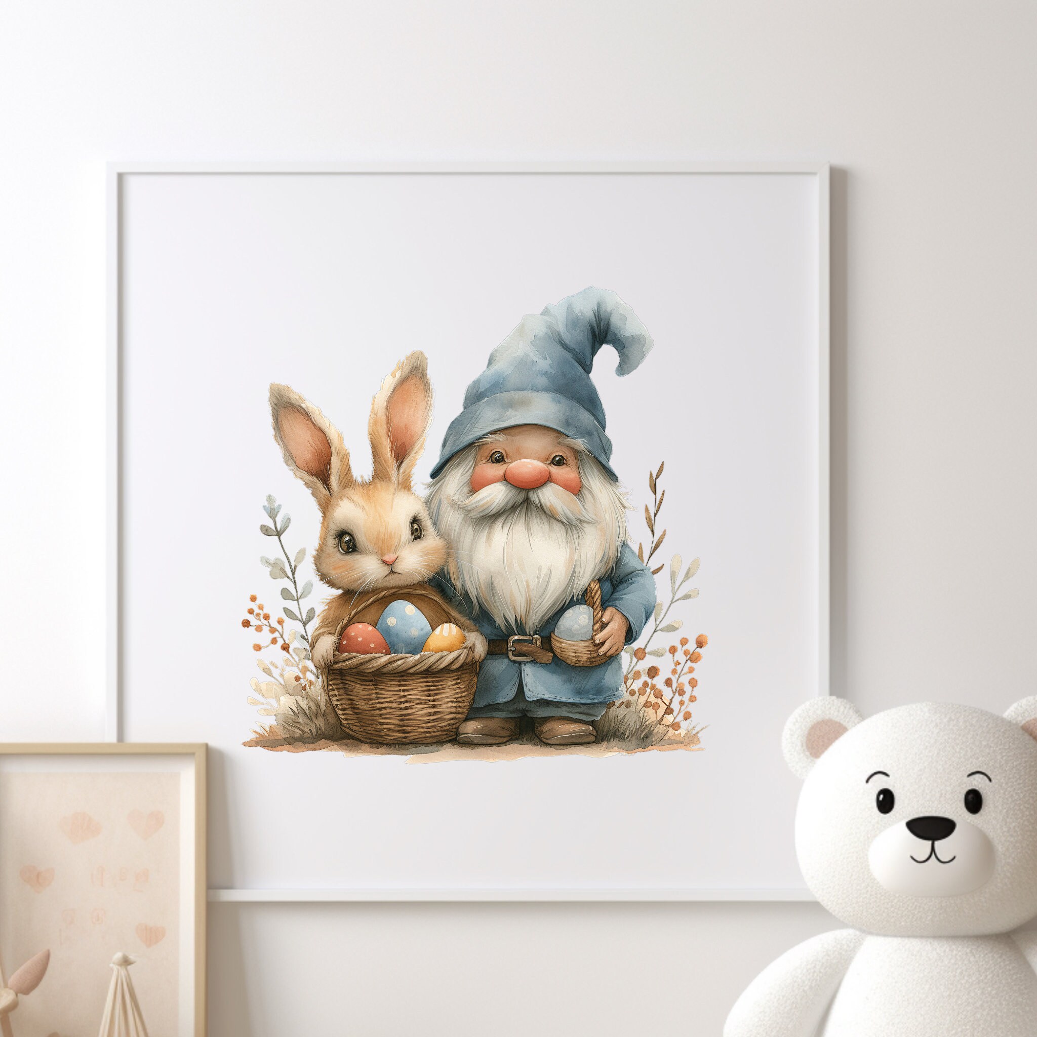 Watercolor Easter Gnome Collection Clipart, 20 PNG Easter Clipart ...