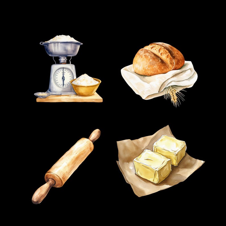Sourdough Bread Clipart | Watercolor Bakery Clipart | 40 PNG | Bread ...