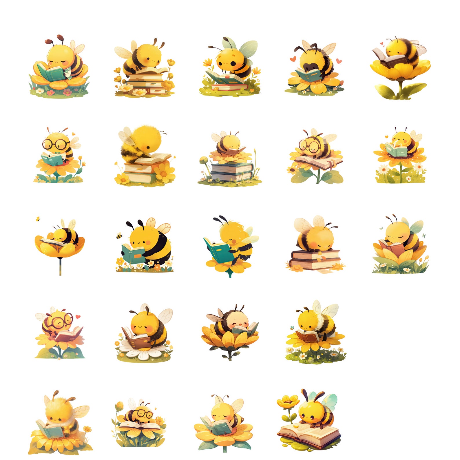 23 Cute Bee Clipart Watercolor PNG Bundle, Cute Baby Honey Bee Graphics ...