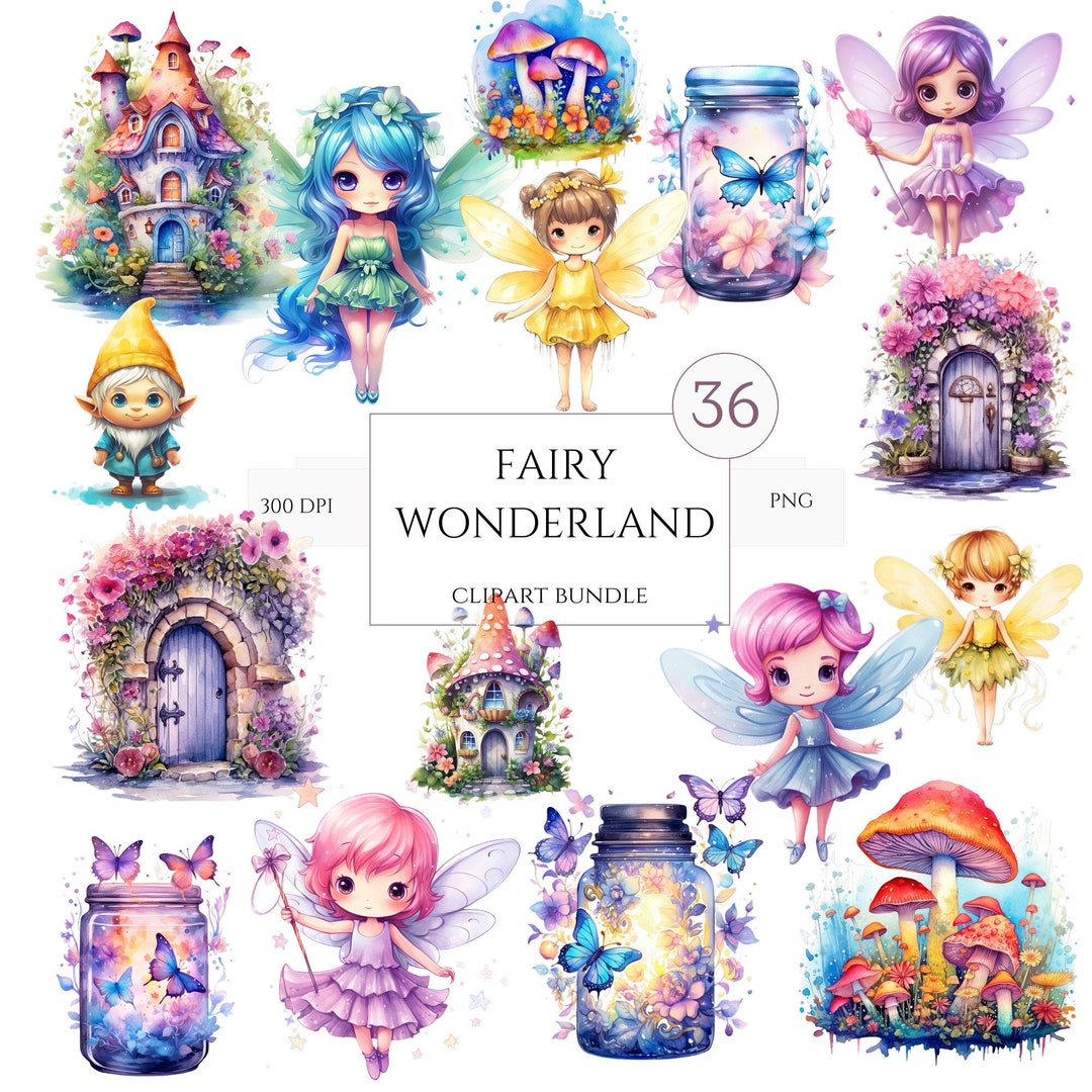Fairy Wonderland Clipart, Magical Fairy Clipart, Fantasy Clipart PNG ...