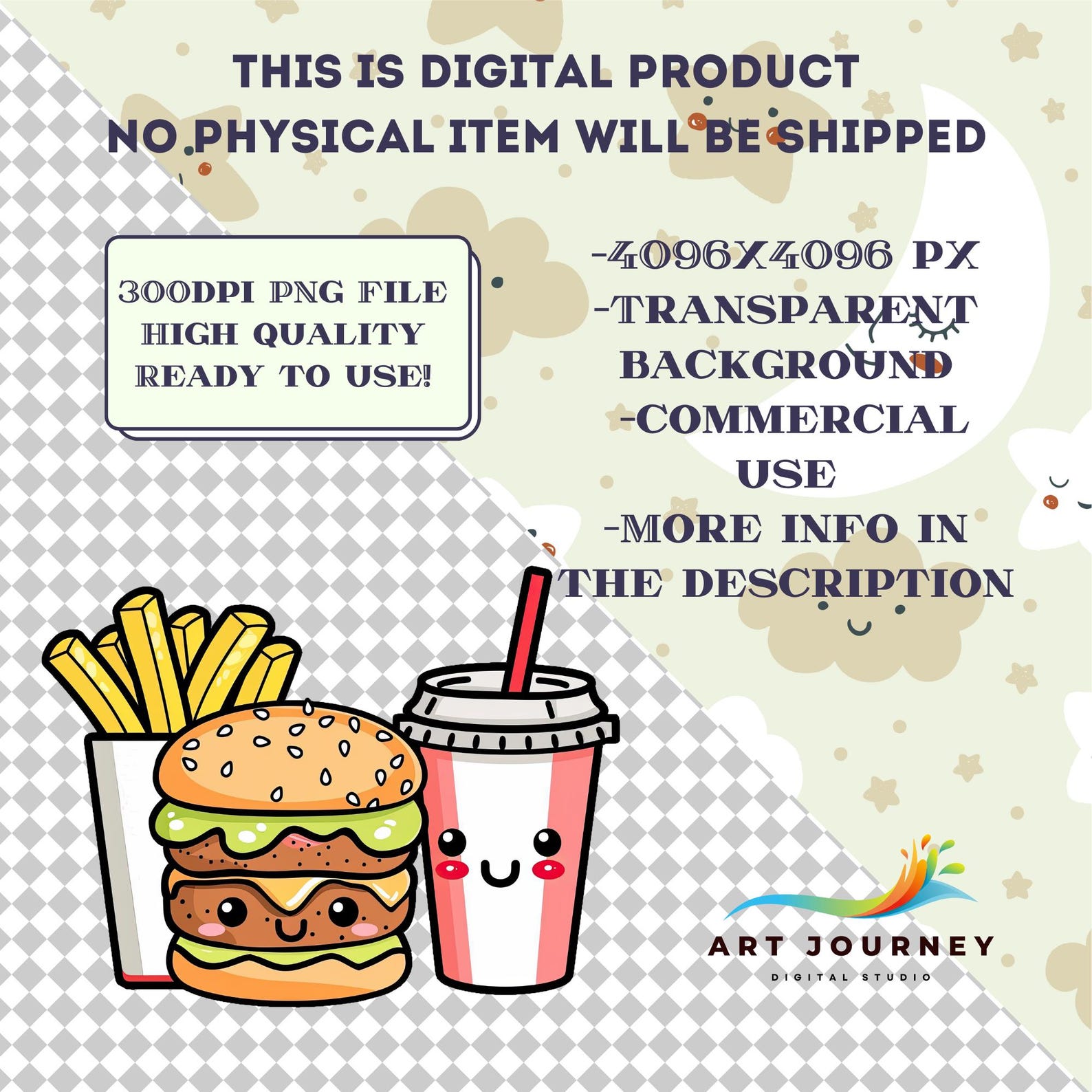 50 Cute Kawaii Food Clip Art PNG Bundle | Kawaii Breakfast | Kawaii ...