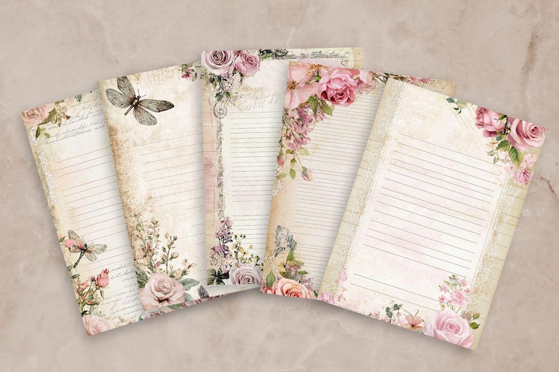 Blank Lined Journal Pages, Junk Journal Basic Papers, Printable Shabby ...