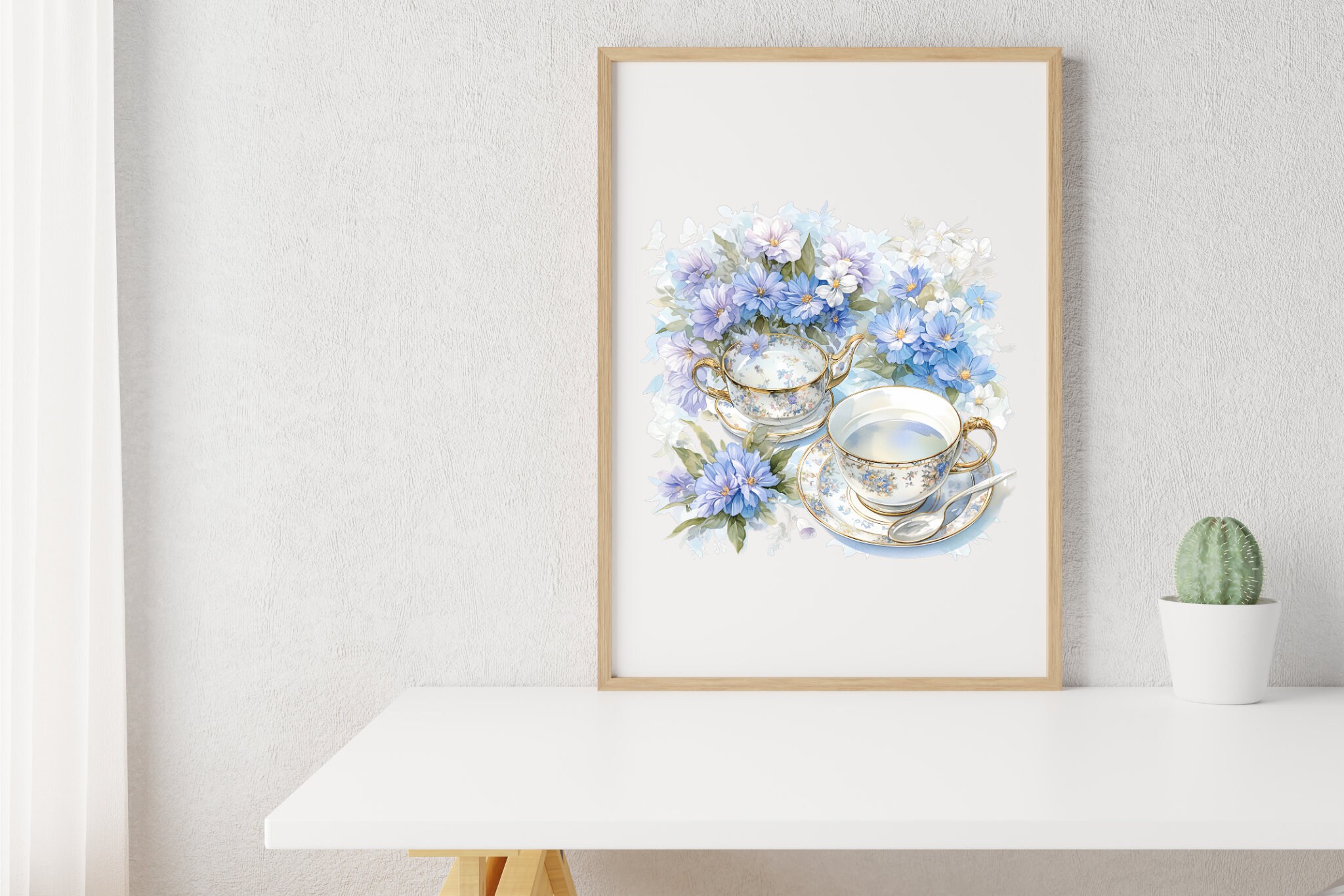 33 PNG Watercolor Vintage Floral Tea Time Clipart, Pastel Tea Clipart ...