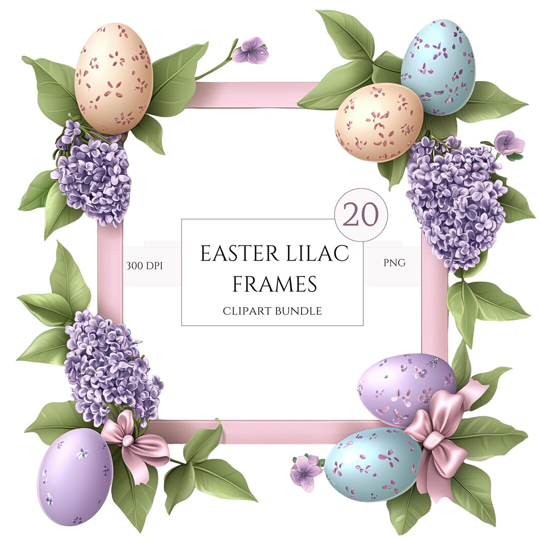 Purple Floral Easter Frames Clipart, Lilac Floral Border Clipart ...