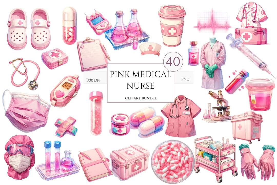 40 Medical Elements Clipart Healthcare Projects Digital Planner, Pink ...