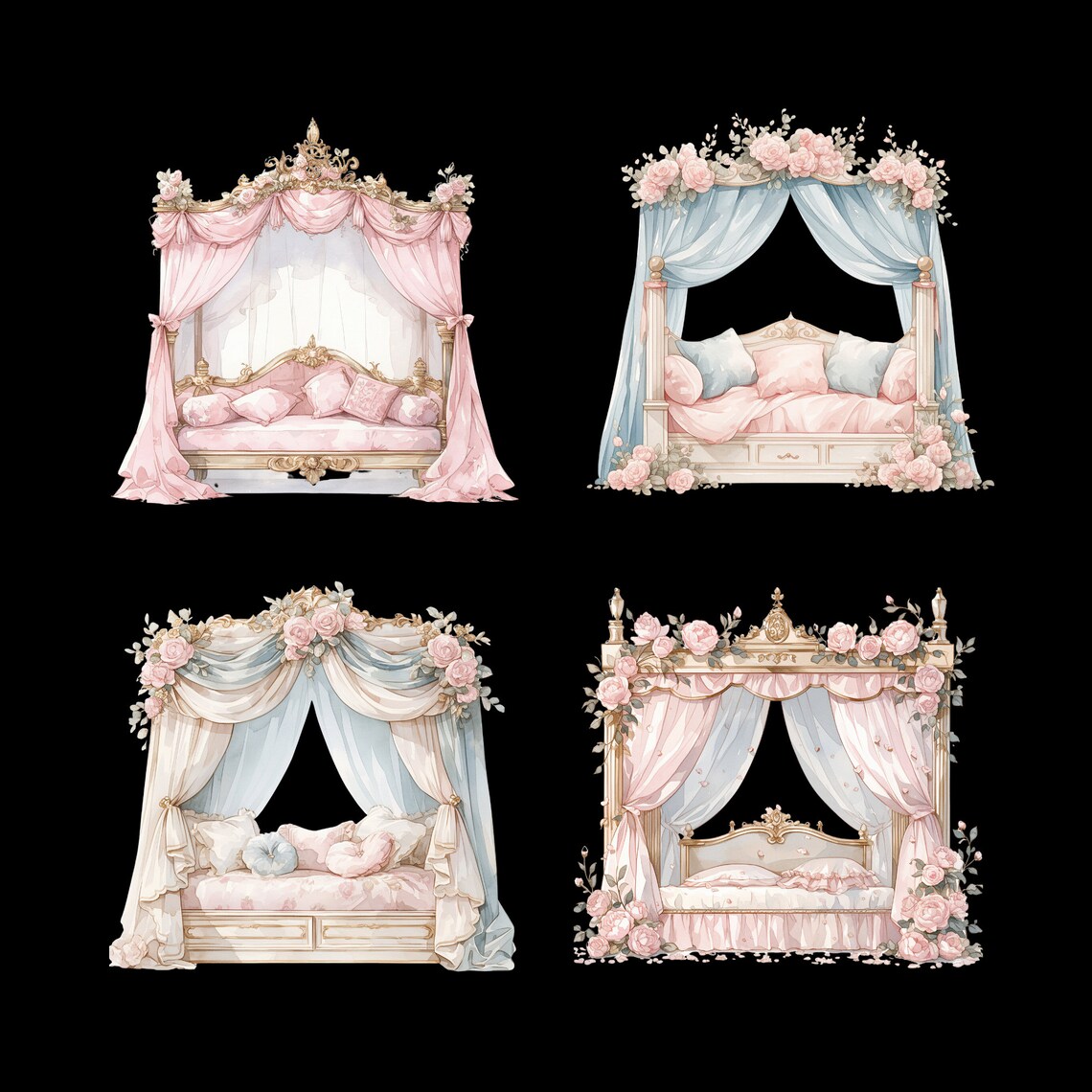 20 Magic Princess Bed Clipart, Pink Bedroom, High Quality PNG ...