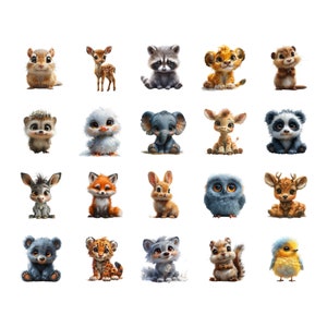 Cute Watercolor Baby Animals Clipart, 22 Woodland Animals Bundle ...