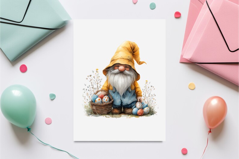 Watercolor Easter Gnome Collection Clipart, 20 PNG Easter Clipart ...