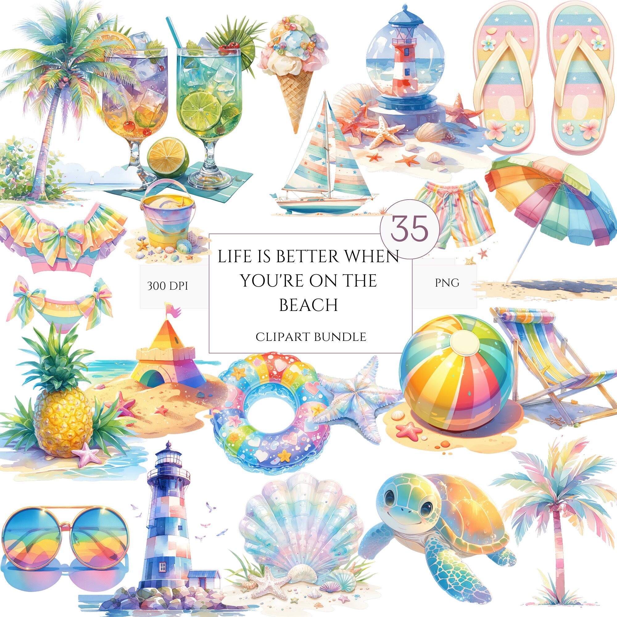 35 PNG Beach Clipart, Travel Clipart, Ocean Clipart, Summer, Cute Pool ...