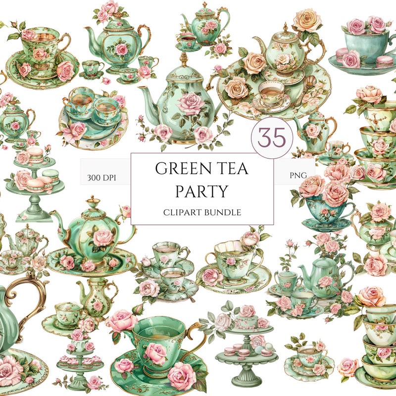 Tea Time Clipart - Etsy