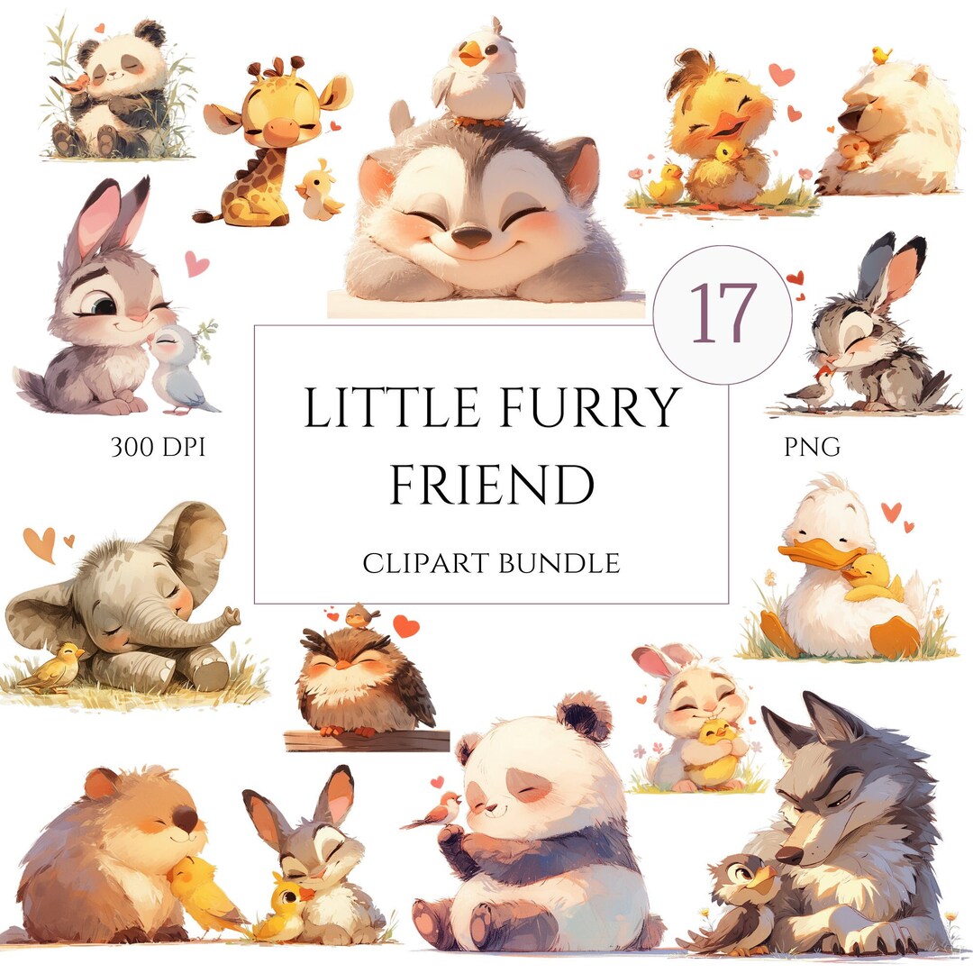 Cute Watercolor Baby Animals Clipart, 17 Whimsical Baby Animal Clipart ...