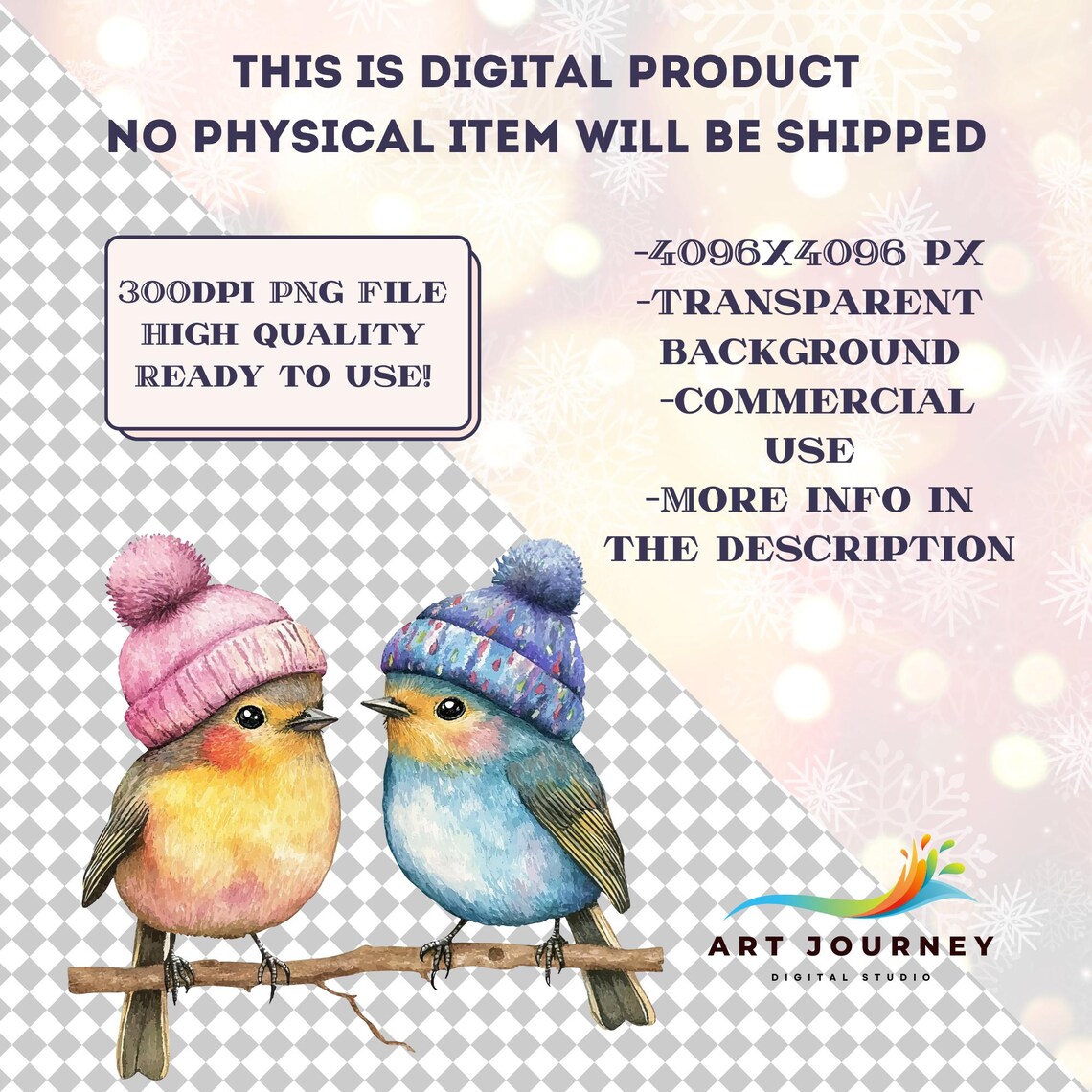 37 Christmas Bird PNG Clipart Bundle, Watercolor Xmas Bird Transparent ...