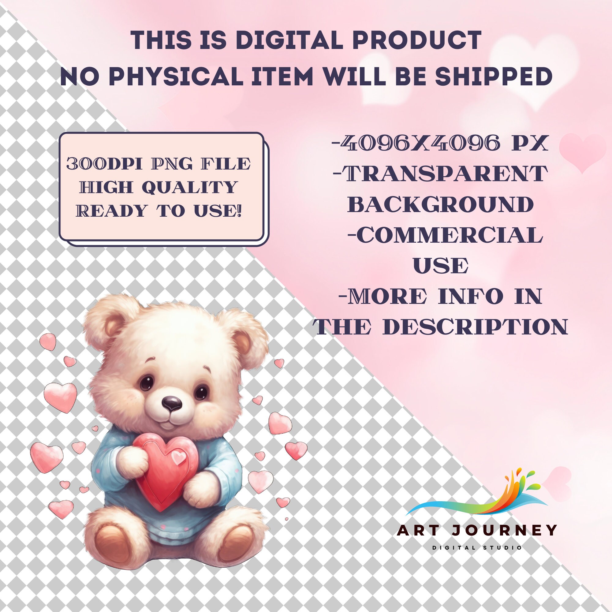Watercolor Valentines Teddy Bear Clipart, 12 PNG Valentines Day Clipart ...