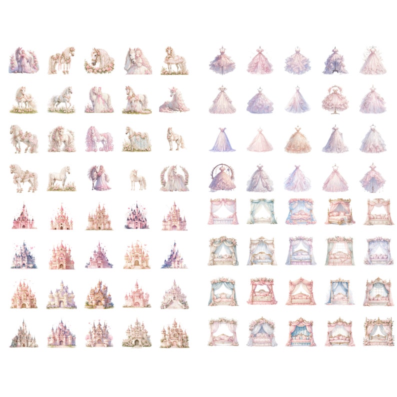 Princess Clipart Watercolor Princess Clipart Fairytale Princess Kingdom ...