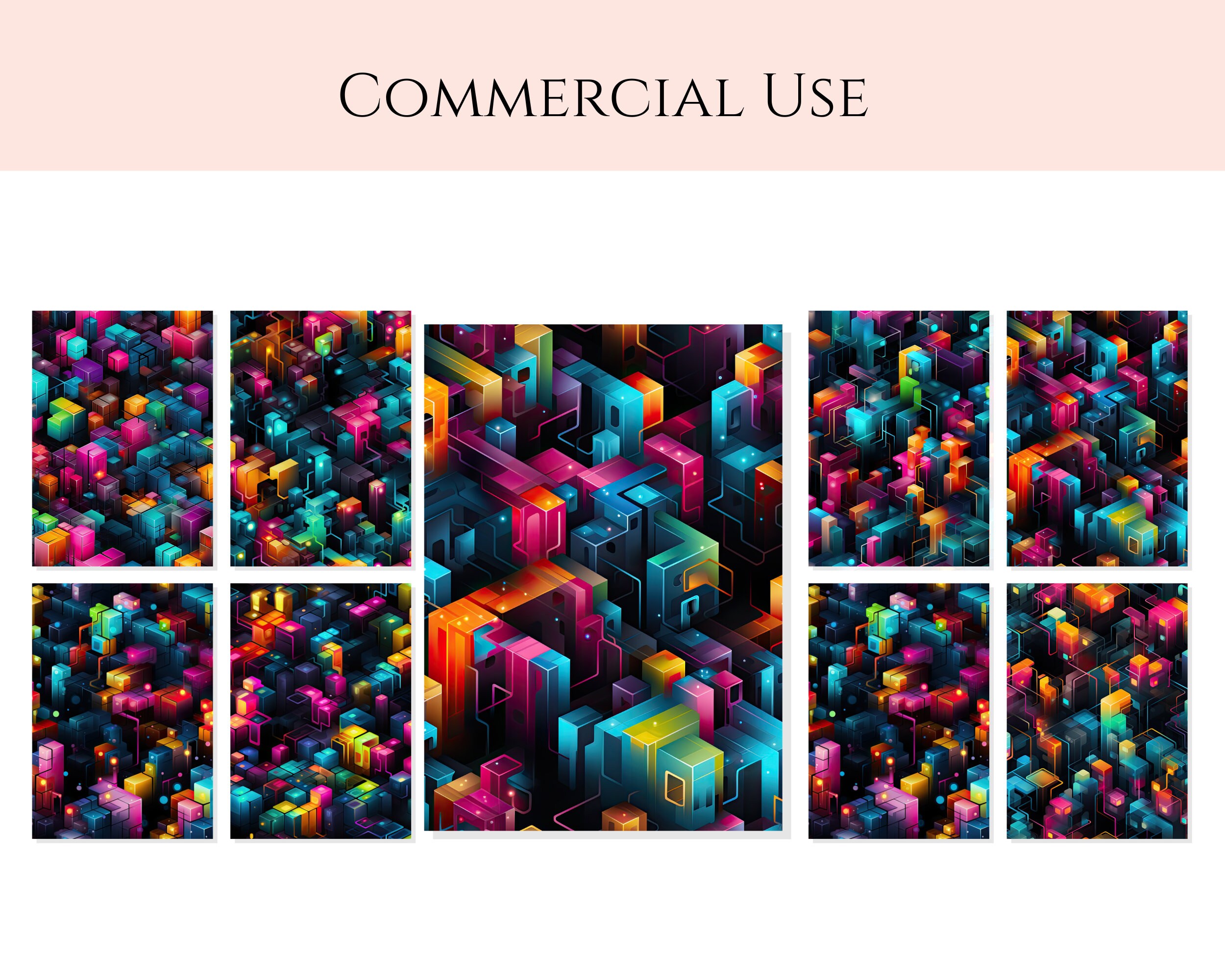 Neon Bricks Digital Papers Neon Colours Vibrant Neon Pattern Digital ...