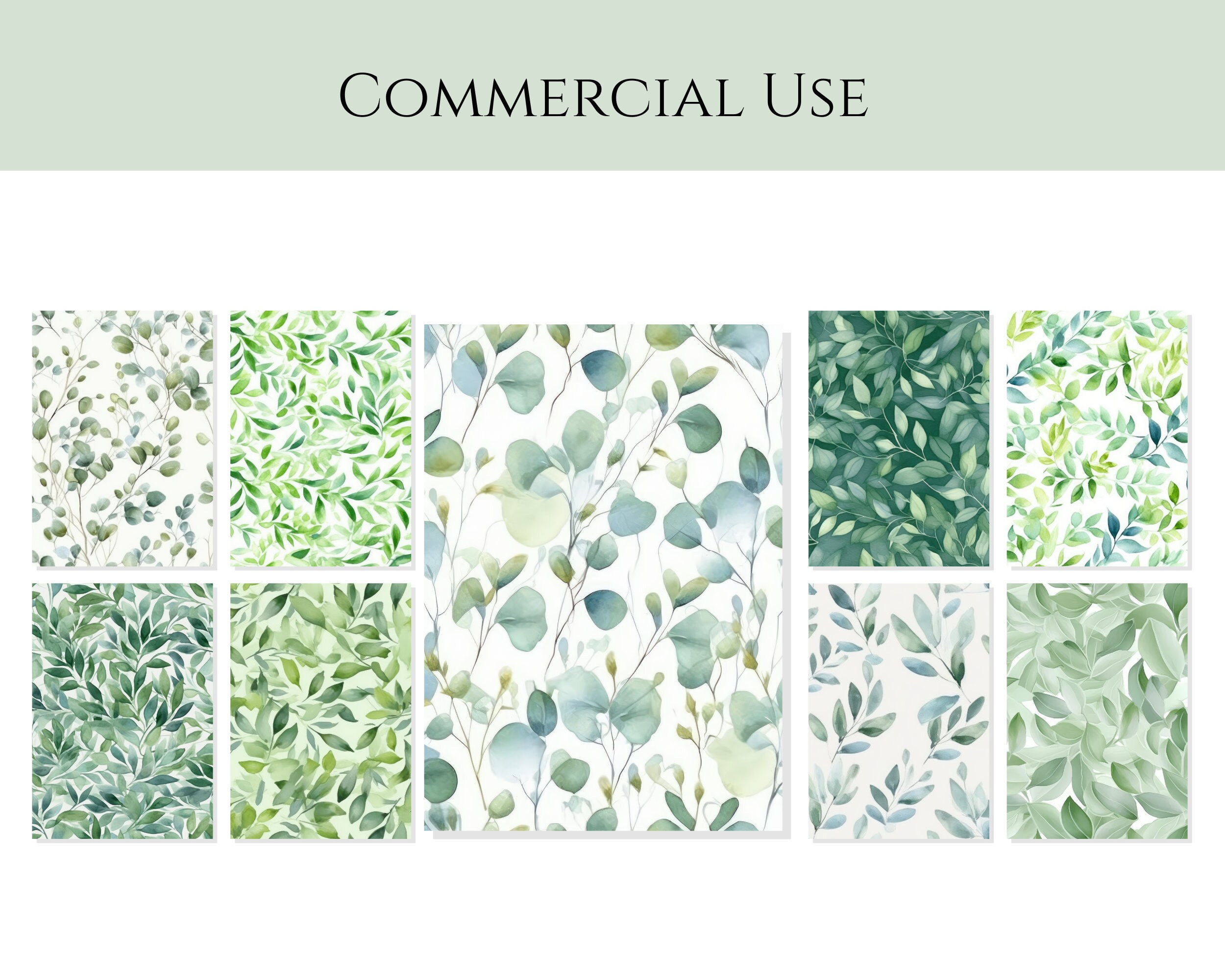 Watercolor Eucalyptus Digital Paper | Eucalyptus Sage Green | Greenery ...