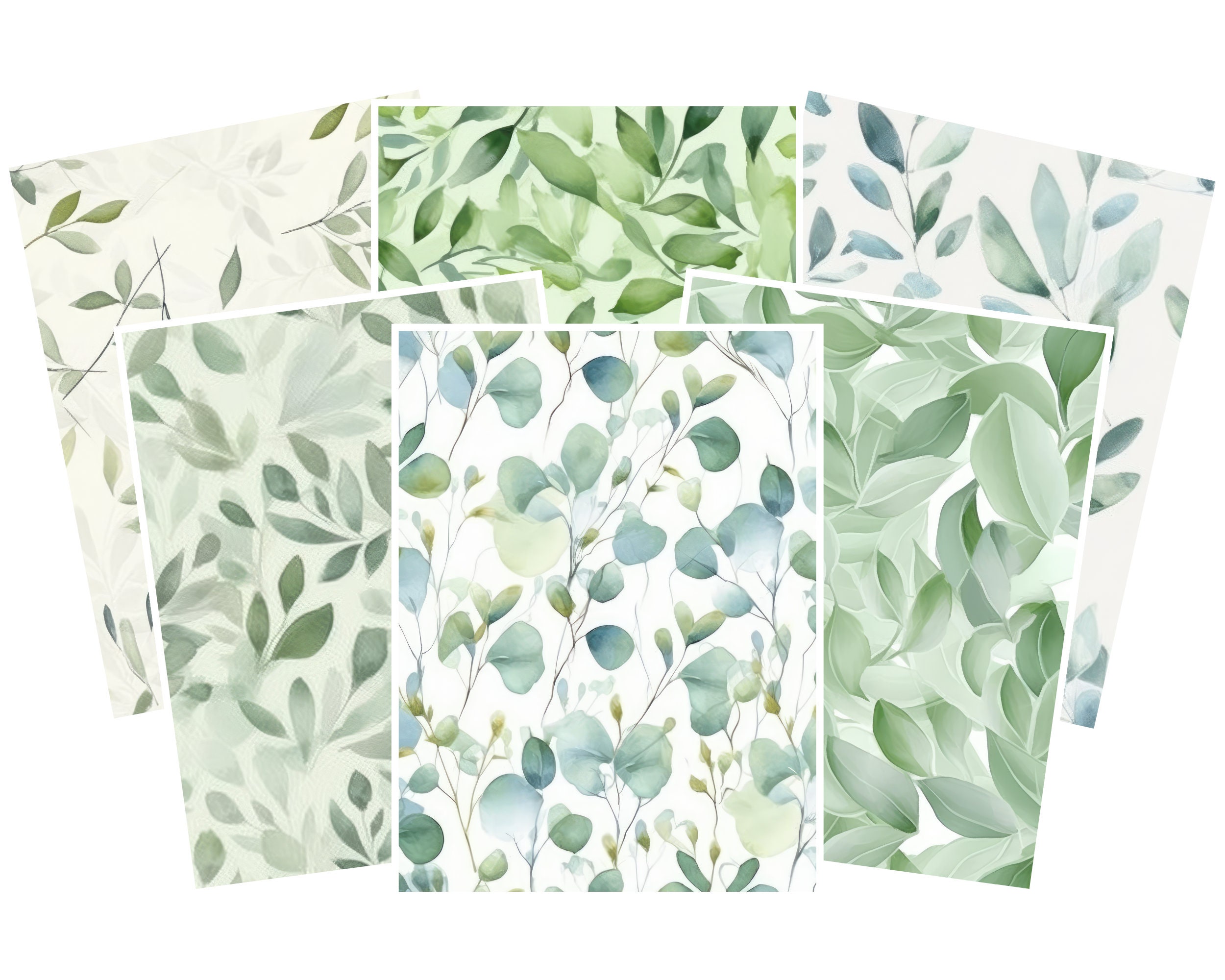 Watercolor Eucalyptus Digital Paper | Eucalyptus Sage Green | Greenery ...