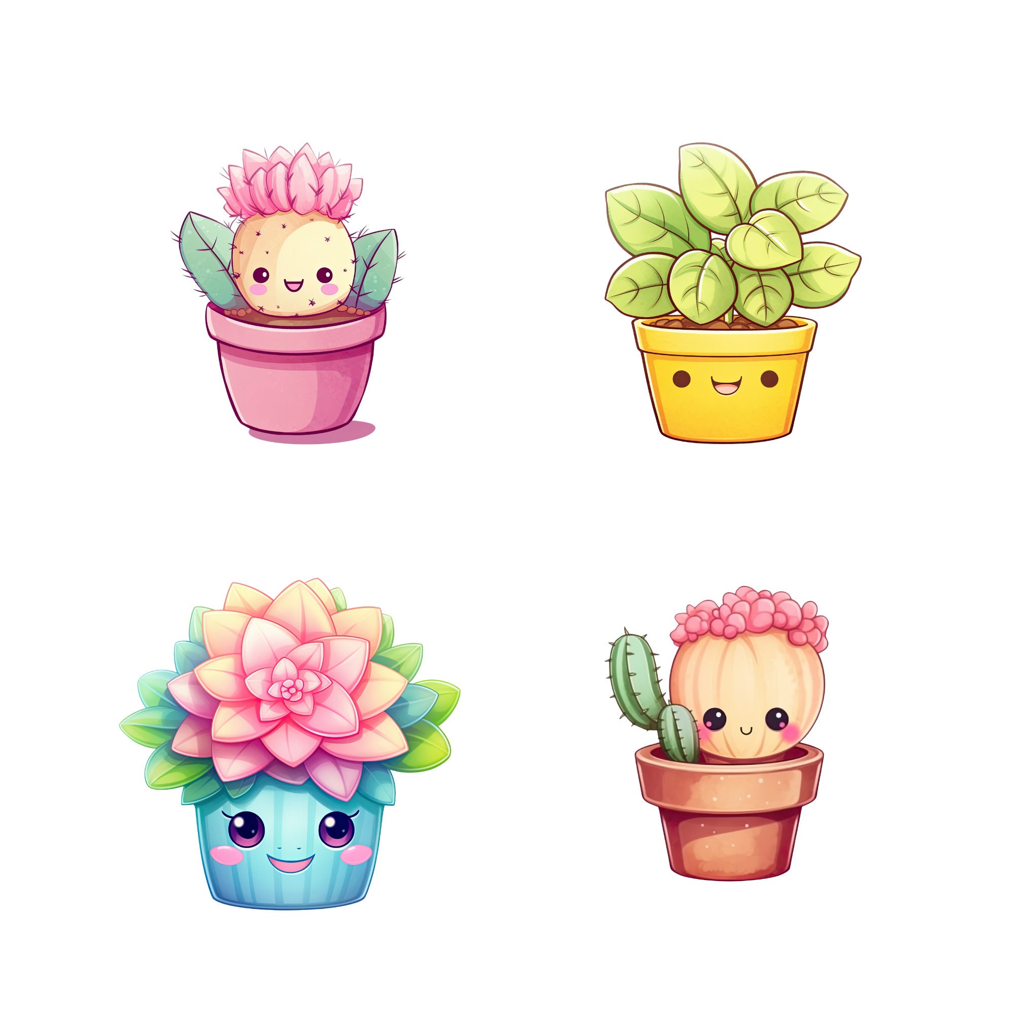 47 Kawaii Plants Clipart | Cactus Clipart | Plant Clipart | Cute Kawaii ...