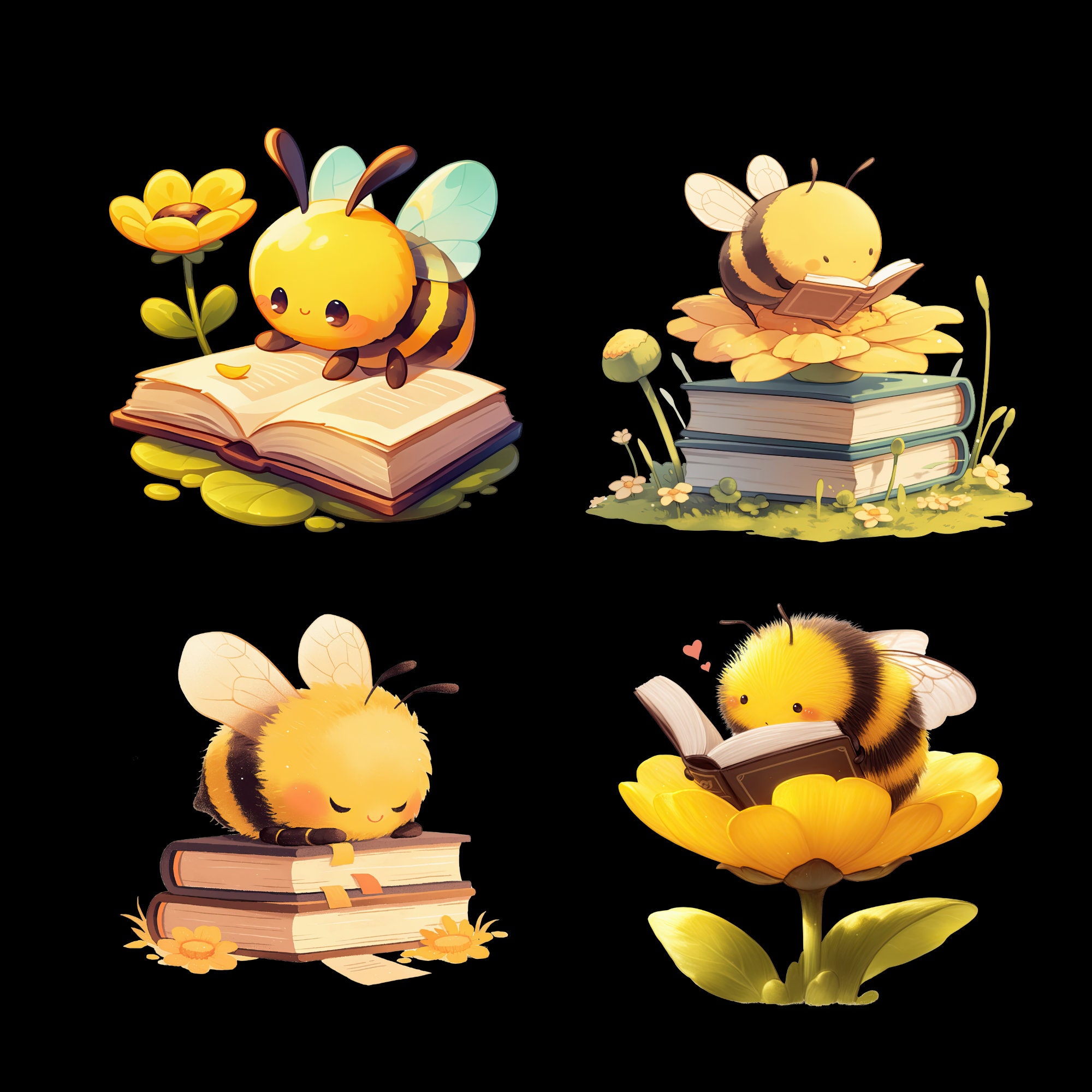 23 Cute Bee Clipart Watercolor PNG Bundle, Cute Baby Honey Bee Graphics ...