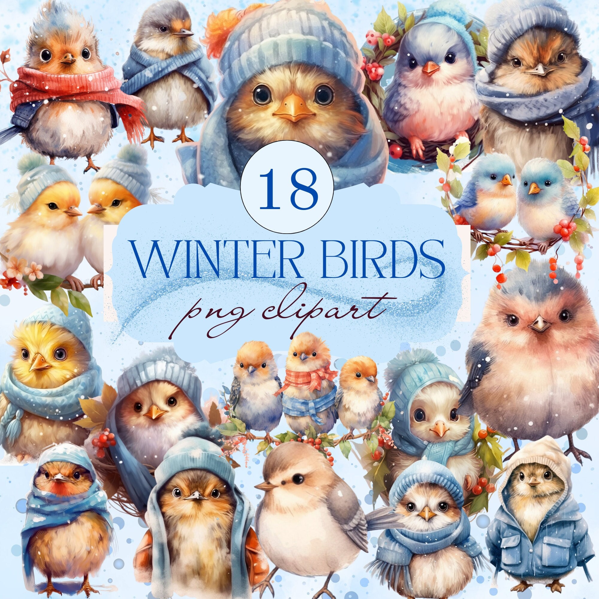 Winter Bird Clipart | Winter Clipart Bundle | Stunning Watercolor Bird ...