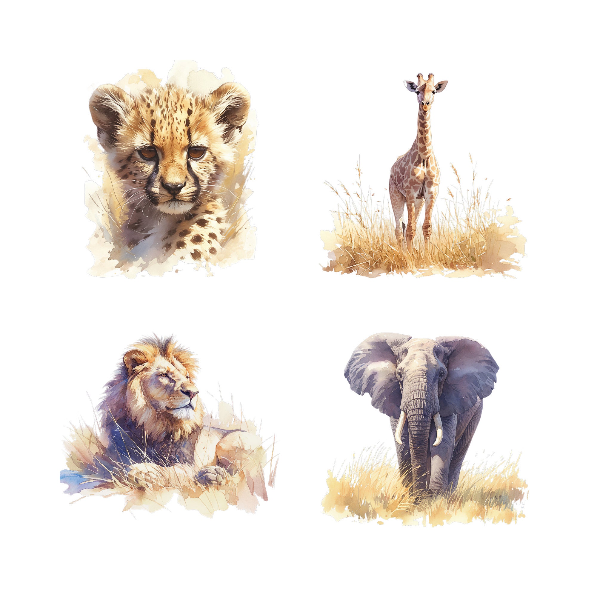 Watercolor Safari Animals Clipart, Safari Family Clipart, Safari Baby ...