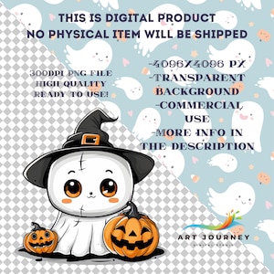 Cute Spooky Cartoon Halloween 35 PNG Clipart Bundle, Pumpkin Stickers ...
