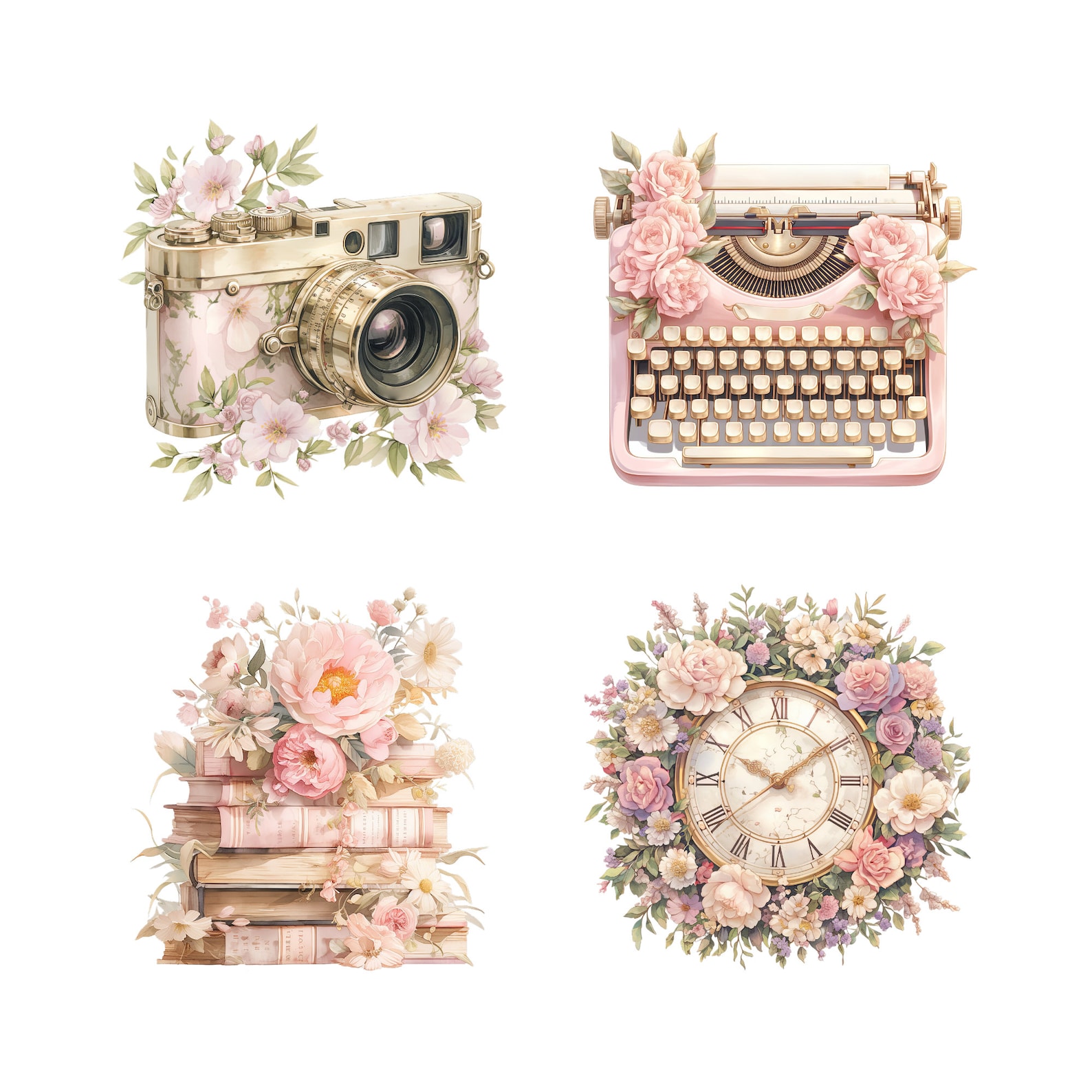 Shabby Chic Clipart, Watercolor Victorian Decor Clipart, Junk Journal ...